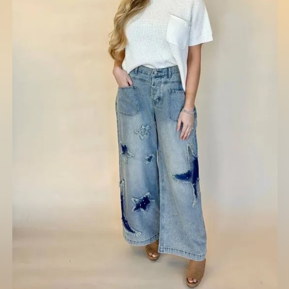 blue velvet | Jeans | Stylish Blue Denim Jeans With Star Accents | Poshmark